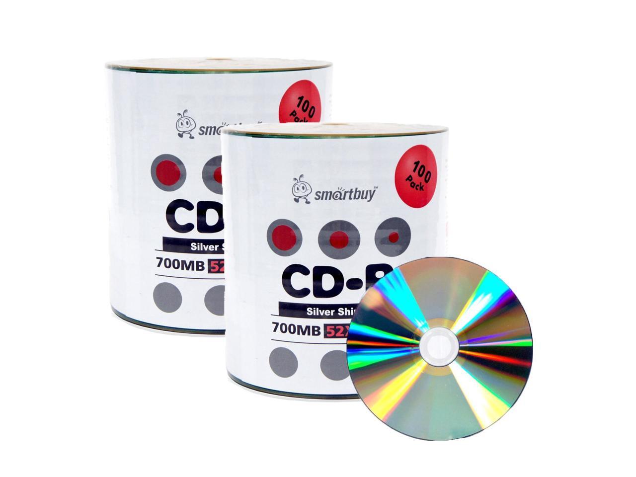 Smartbuy CD-R 52X 700MB 80Min Shiny Silver Top Blank Data Recordable ...