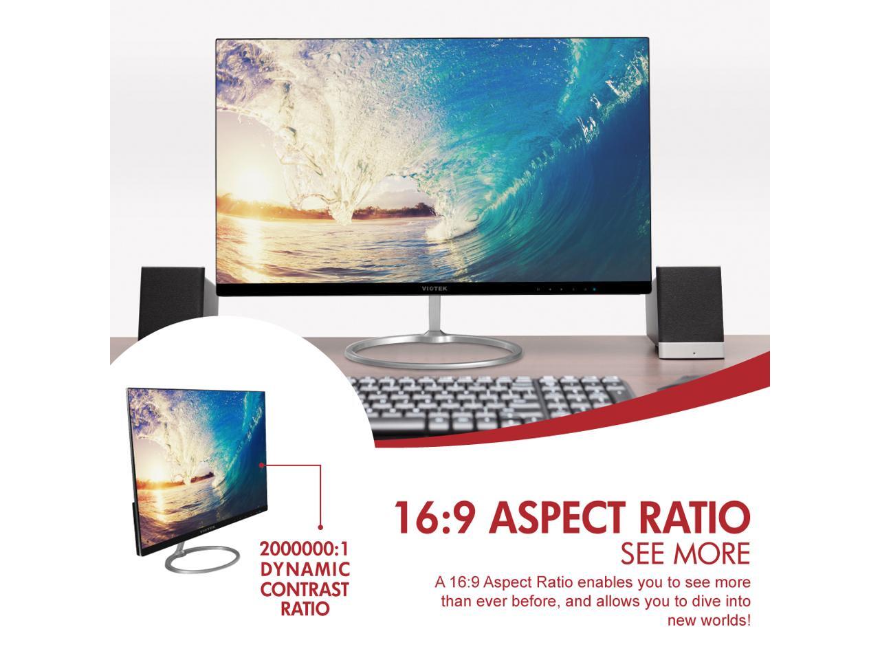 VIOTEK HA238 24" Ultra-Thin Monitor 1920x1080p, Bezel-less Frame, 16:9 ...