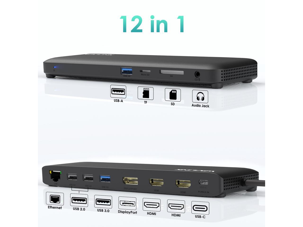 WAVLINK USB C Triple Display Docking Station, USB C Dock 85W Charging for PC, Max 4K@60Hz with ...