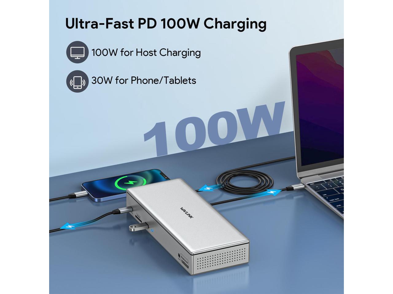 WAVLINK DisplayLink Docking Station Quad Monitors 5K 4K@60Hz, 19-In-1 ...