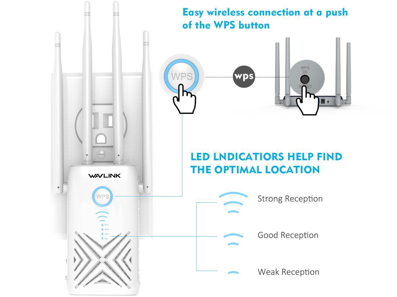 Wavlink AC1200 WiFi Extender Dual Band Gigabit WiFi Range Extender With ...