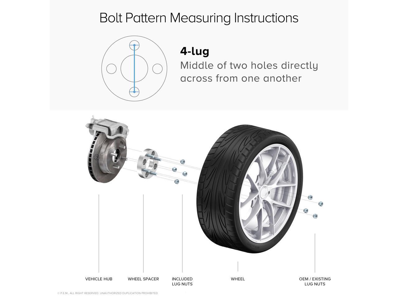 1 inch Golf Cart Wheel Spacers (4x4 Bolt Pattern, 62mm Bore, 1/2x20 ...
