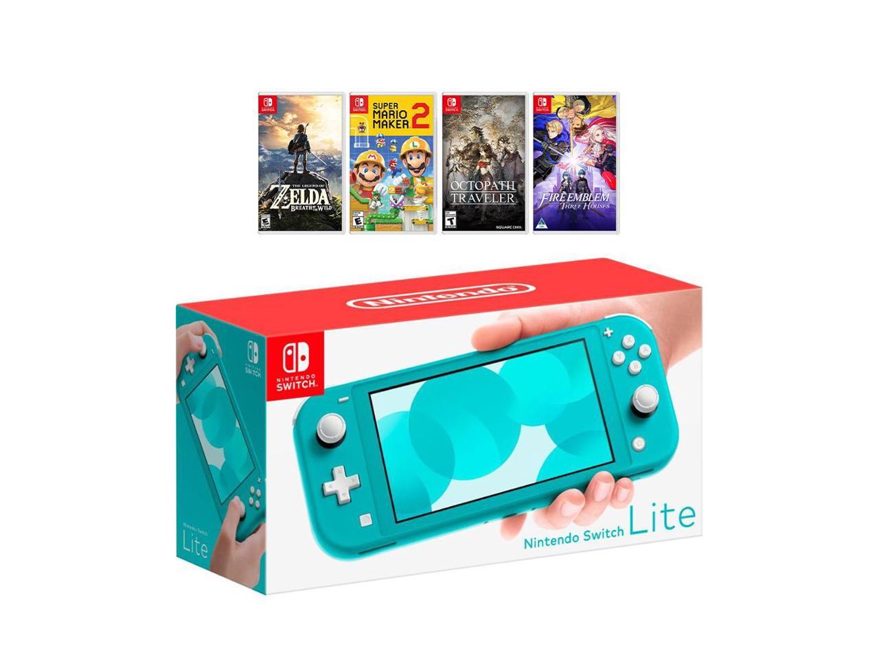 New Nintendo Switch Lite Turquoise Console Bundle with 4 Games: The ...