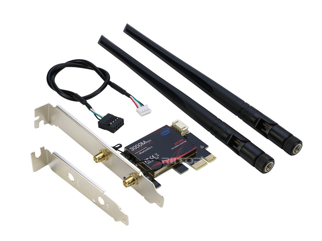 PCIe Wireless WiFi 6 Adapter Card Dual Band 3000M with Bluetooth 5.0 ...