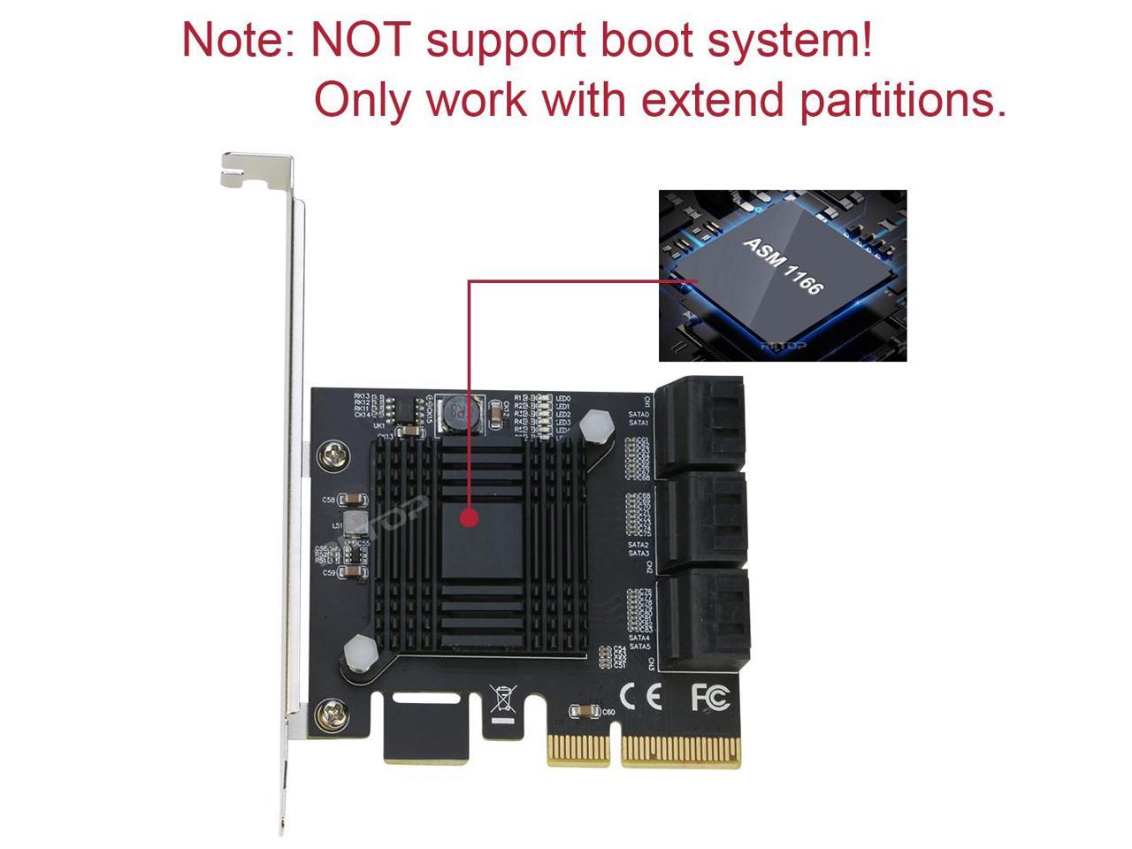 PCIe SATA Card 6 Port, RIITOP PCI-e x4 to SATA3 6Gbps Expansion ...