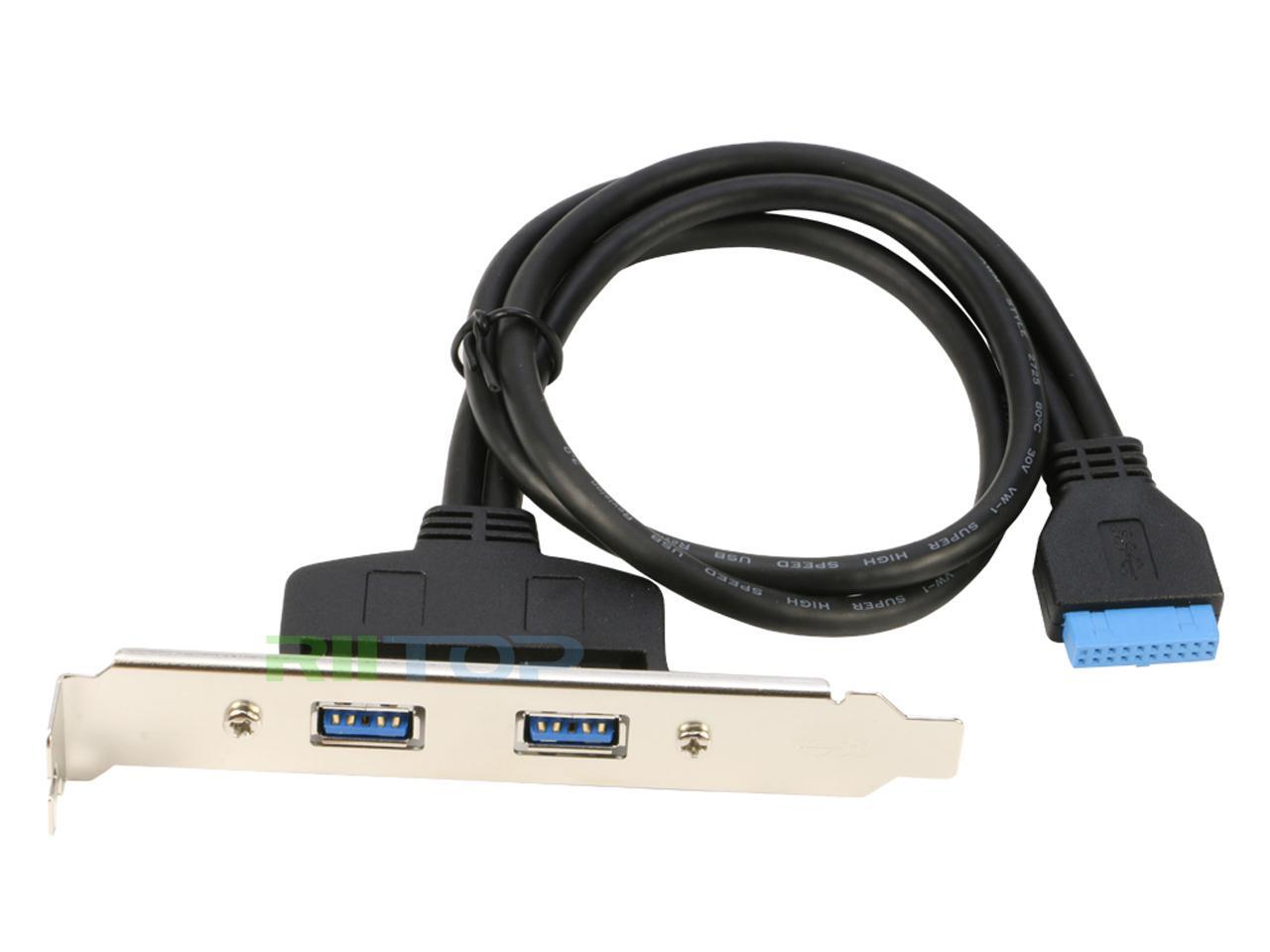 RIITOP 2 Ports USB 3.0 Female Back Panel to MB 20pin Header Connector ...