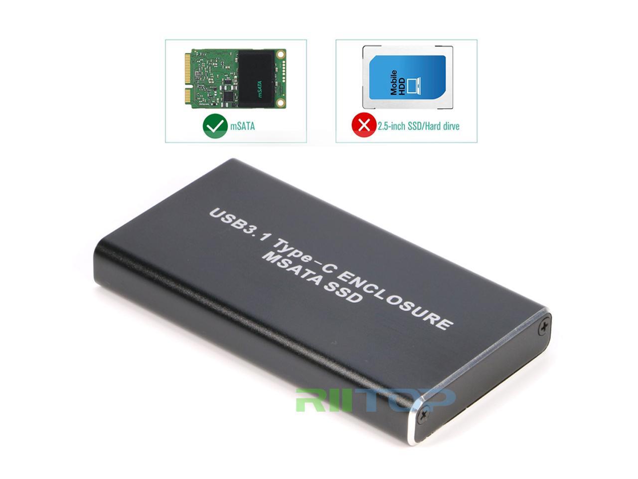 mSATA SSD Enclosure Adapter to USB C, RIITOP USB 3.1 to MSATA SSD ...