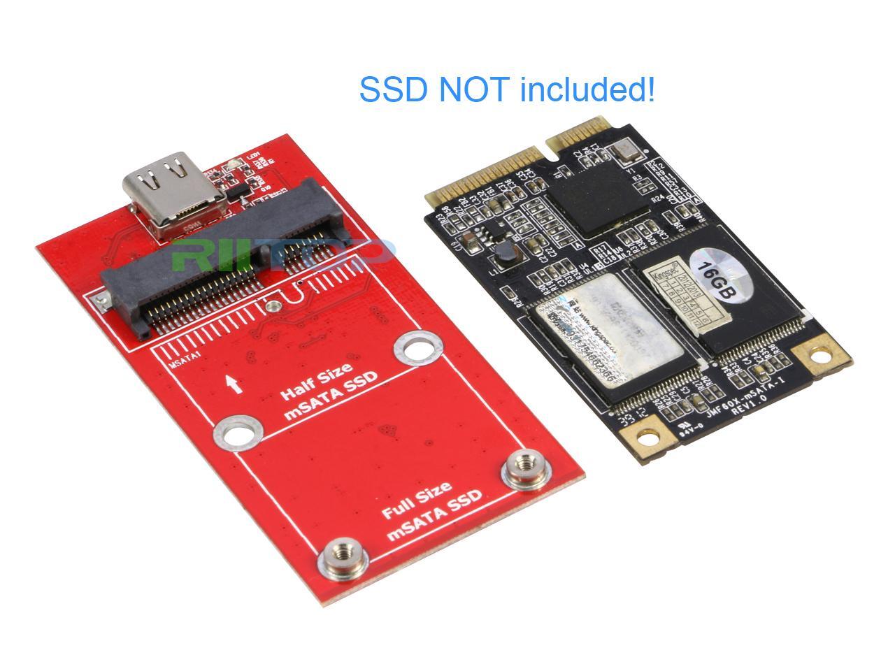 mSATA SSD Enclosure Adapter to USB C, RIITOP USB 3.1 to MSATA SSD ...