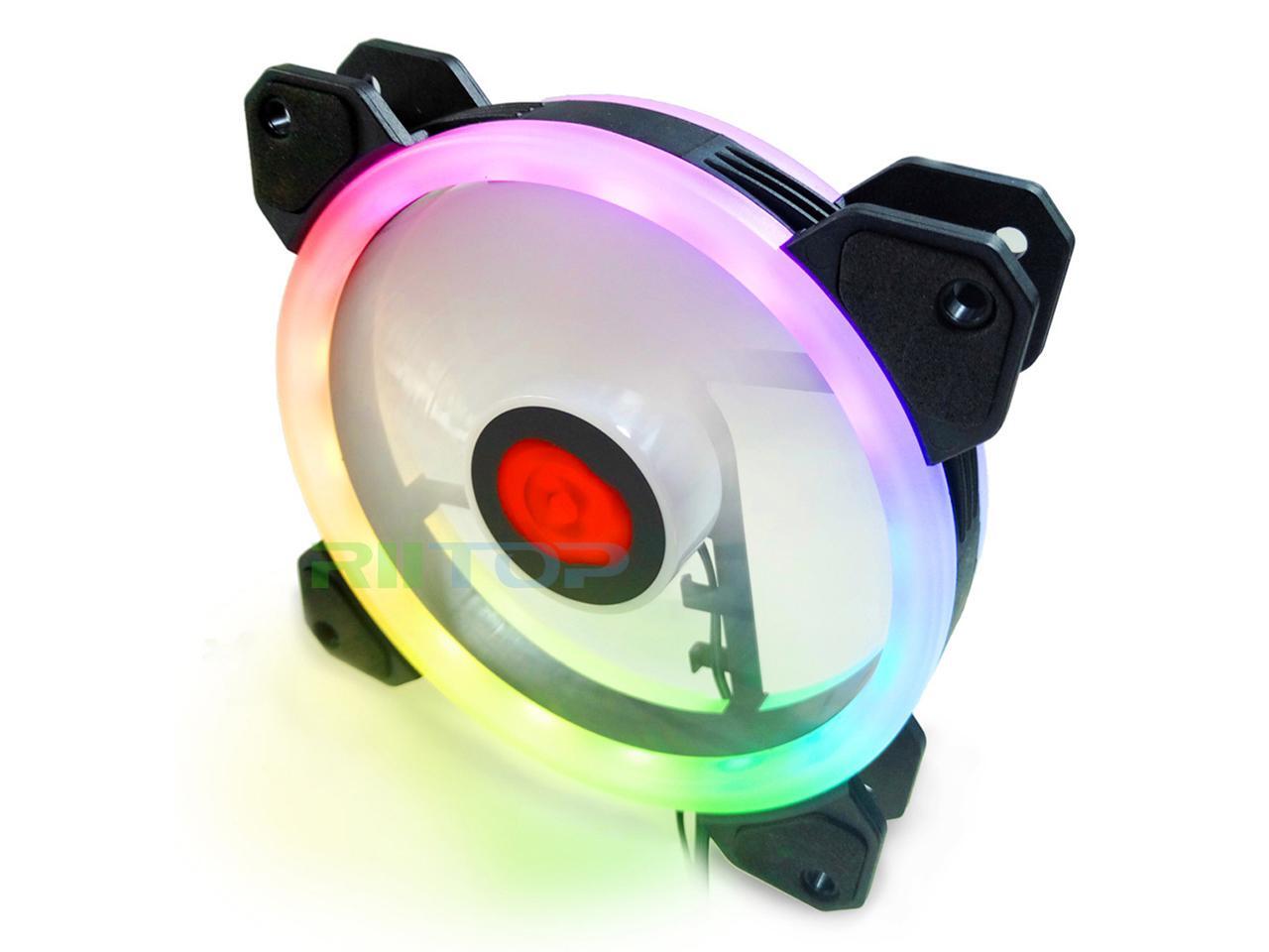 120mm RGB LED Fans with 10 Port Fan Hub Remote Control Box for PC Cases ...