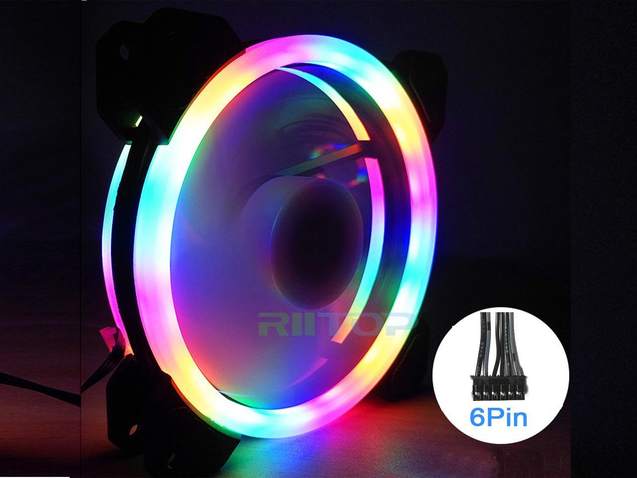 120mm RGB LED Fans with 10 Port Fan Hub Remote Control Box for PC Cases ...
