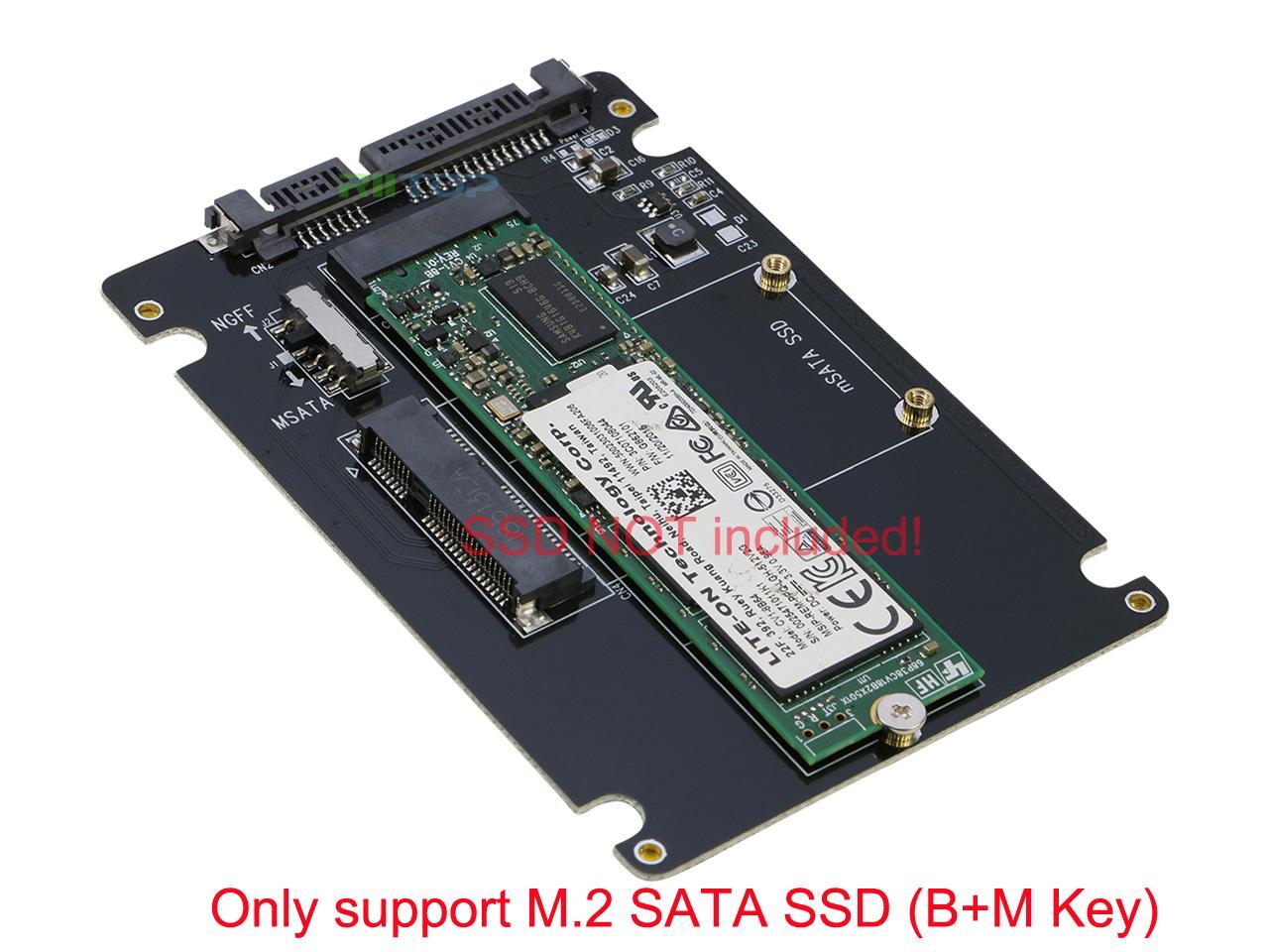 M.2 NGFF SSD to SATA or mSATA to SATA Adapter Converter Card 2.5 inch ...