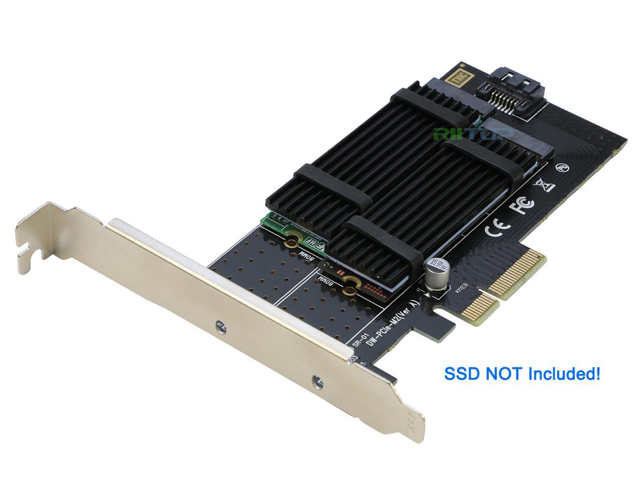 RIITOP Dual M.2 SSD to PCIe SATA Adapter, M Key M.2 NVME AHCI SSD to ...