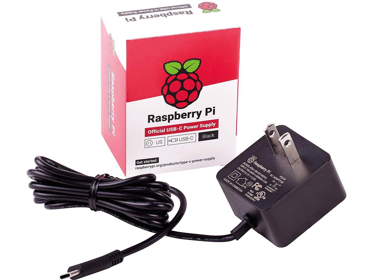 Official Raspberry Pi 4 4B Power Supply, Output: 5.1V / 3A, USB-C, 1.5m ...
