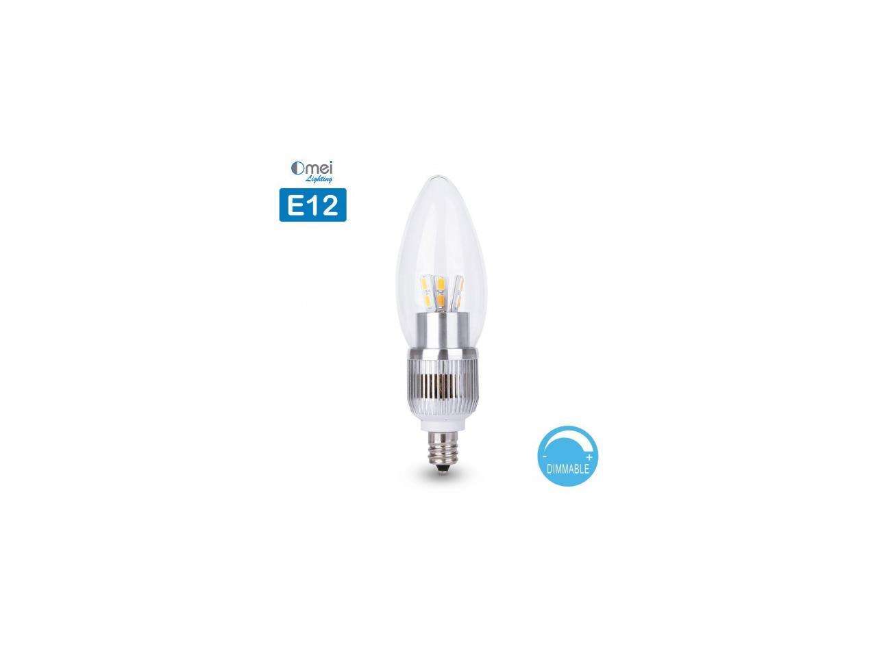 E12 Dimmable 60W Equivalent - 7W LED 700 Lumens Round-top Clear Silver ...