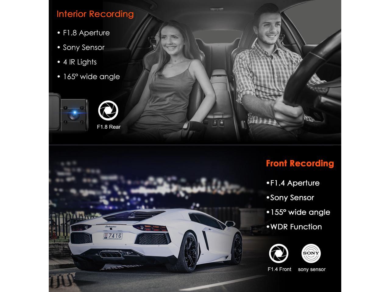 Vantrue N2S-G 4K Dash Cam for Uber, Dual 1440P Front and Inside Dash ...