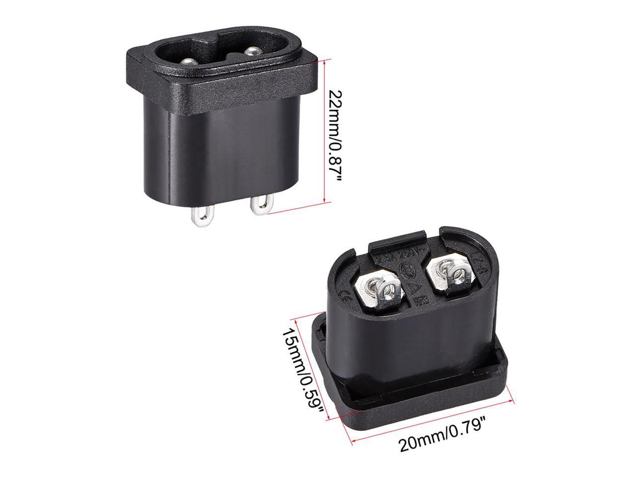 C8 Panel Mount Plug Adapter AC 250V 2.5A 2 Pins IEC Inlet Module Plug ...