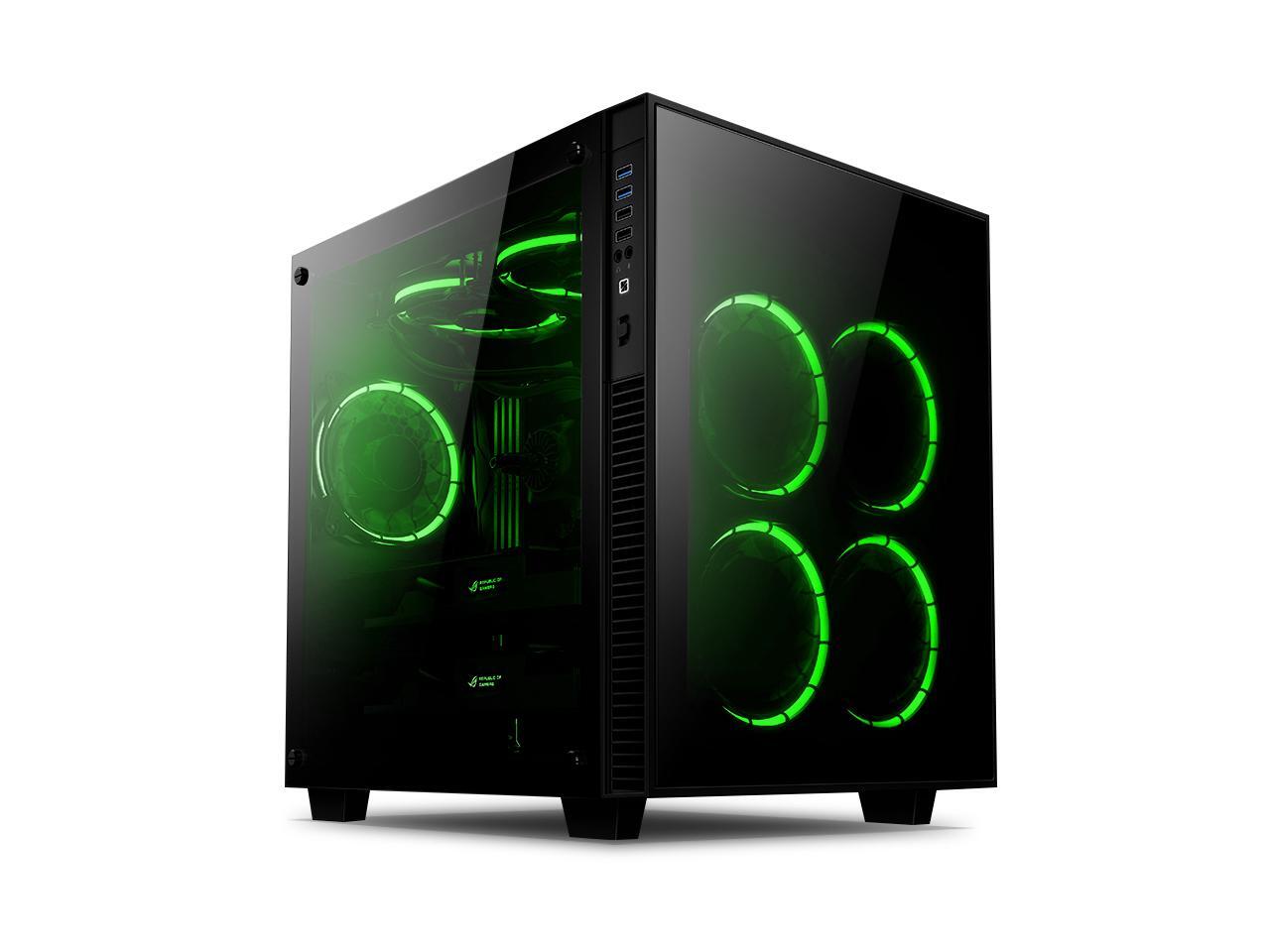 anidees AI-Crystal-Cube RGB Cube ATX Tempered Glass Gaming Case ...