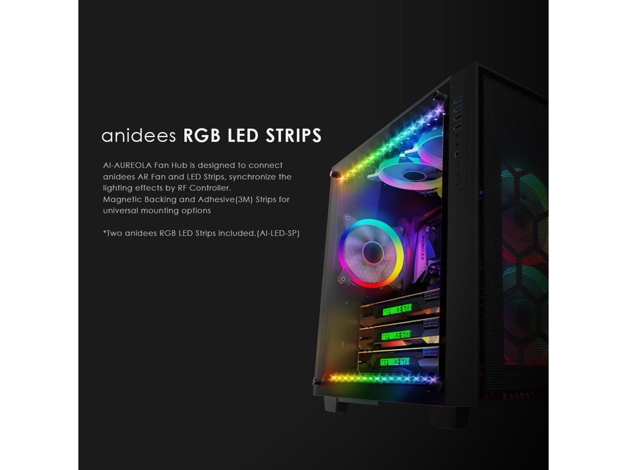 anidees AI Crystal Cube Dual Chamber Tempered Glass EATX /ATX PC Gaming ...
