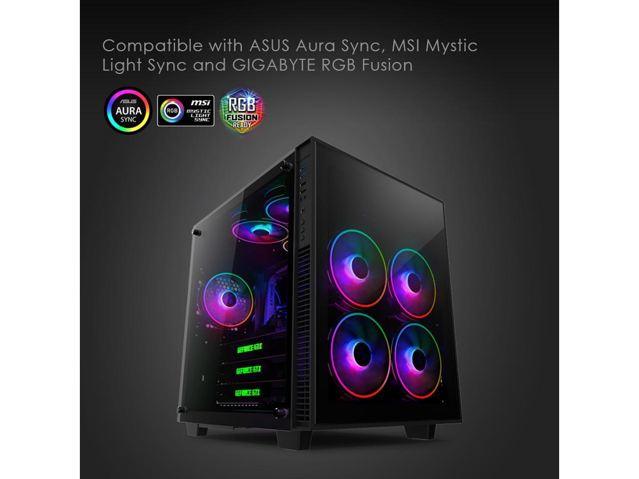 anidees AI Tesseract Duo 120mm 3pcs RGB PWM Fan Compatible with ASUS ...