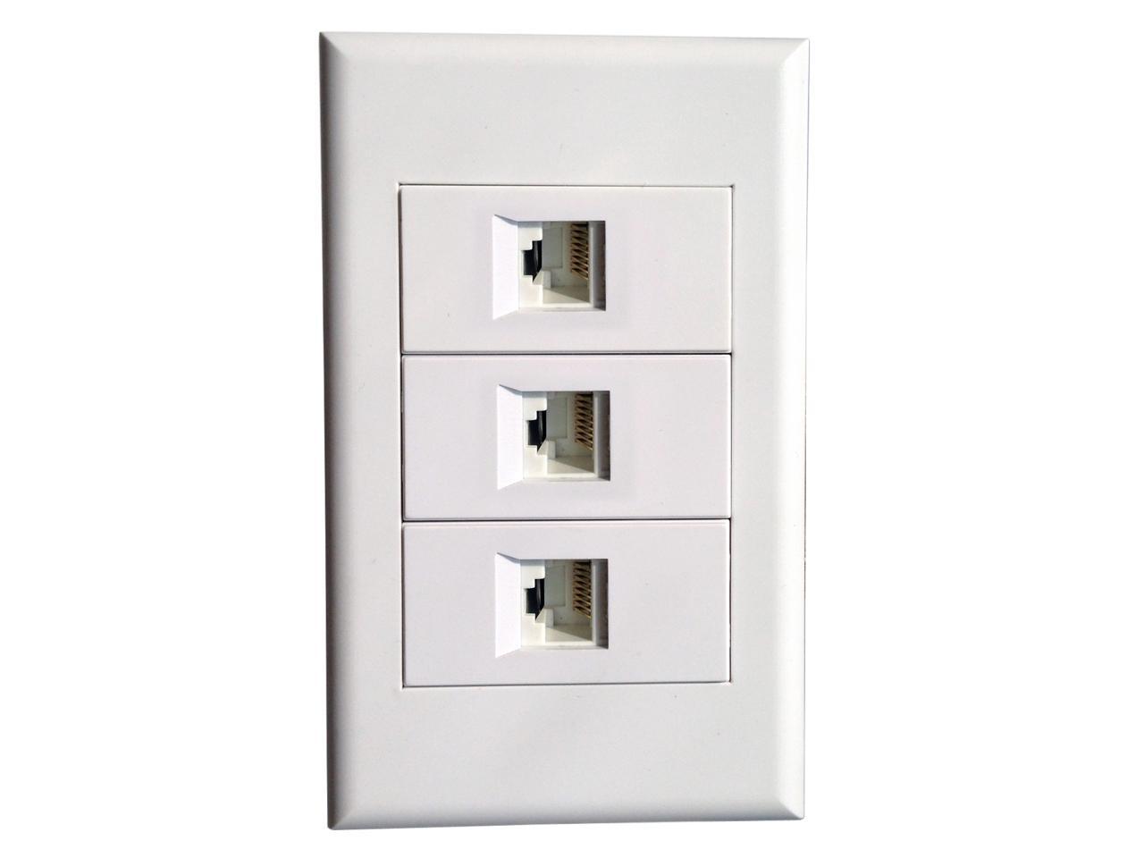 Wall Faceplate with 3 RJ45 Ports,Ethernet Keystone Cat5 Cat5e Cat6 ...