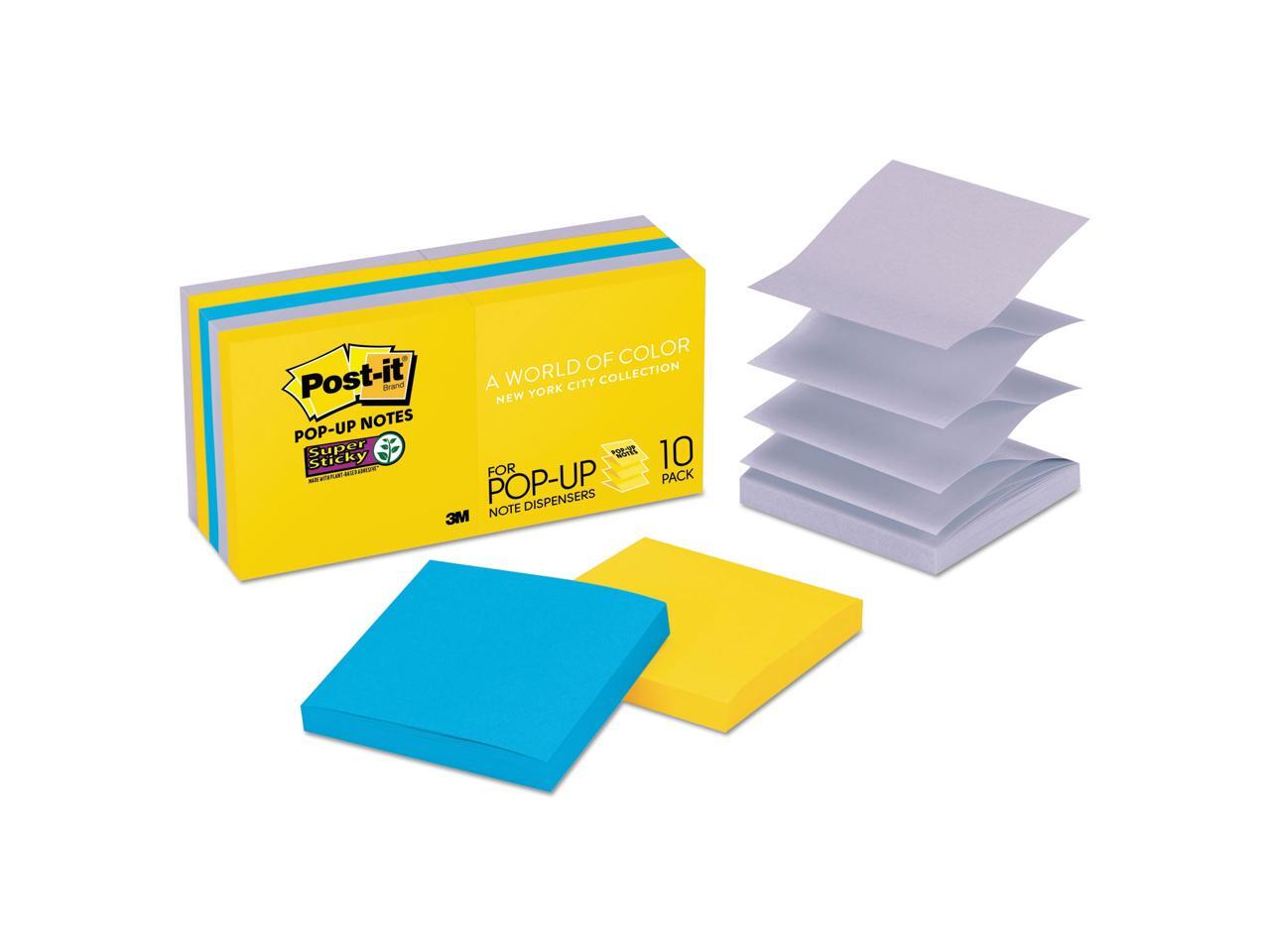 3M R33010SSNY Post-it Super Sticky Pop-up Notes, New York Color ...