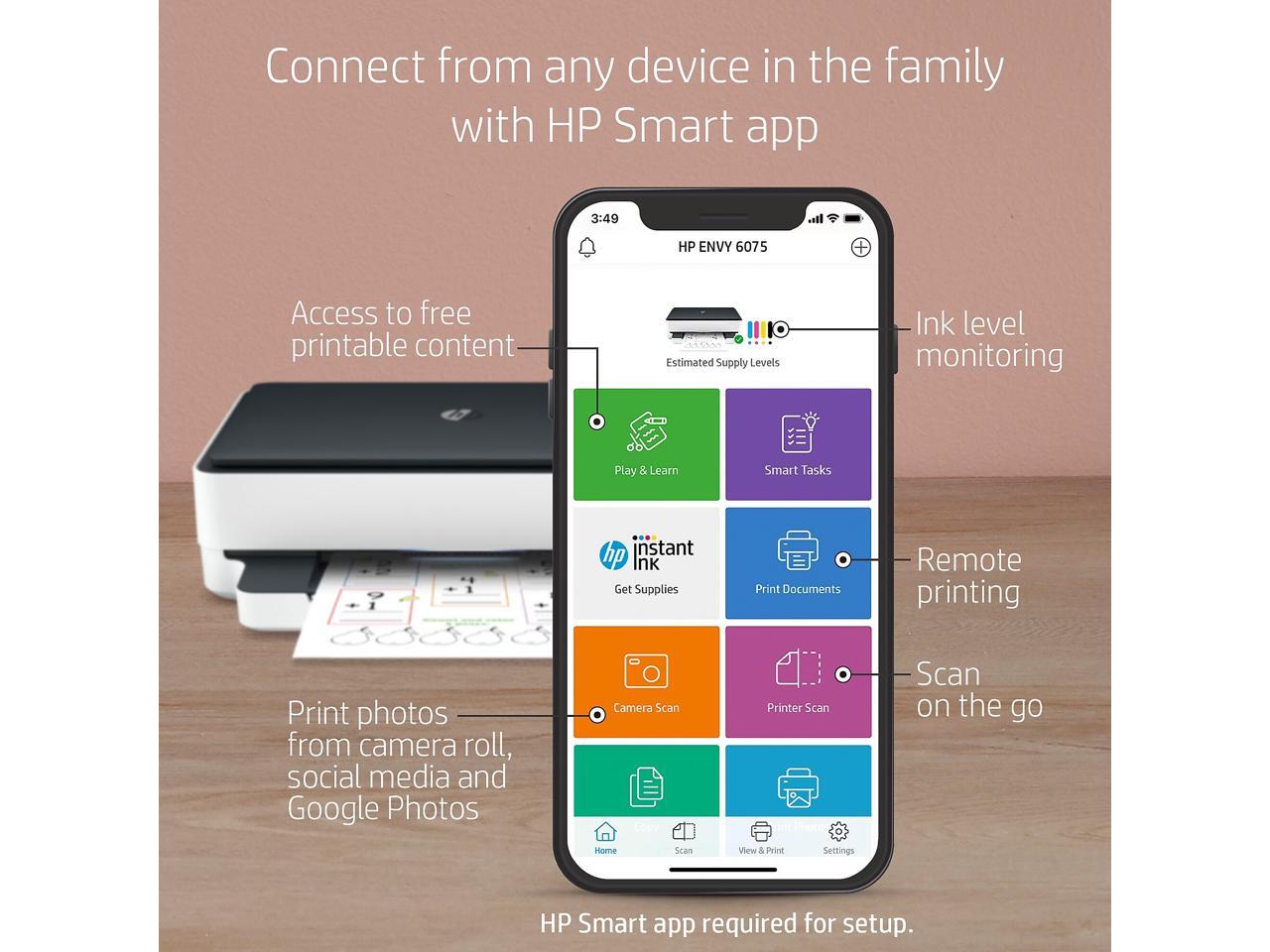 HP ENVY 6075 Wireless All-in-One Printer, Includes 2 Years of Ink ...