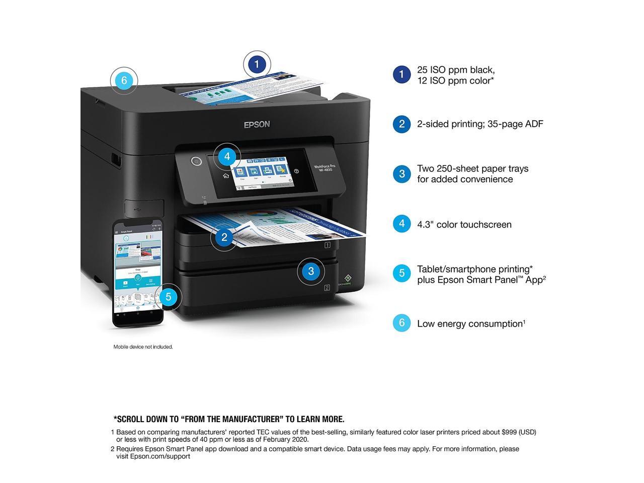Epson WorkForce Pro WF-4830 Wireless All-in-One Printer - Newegg.com