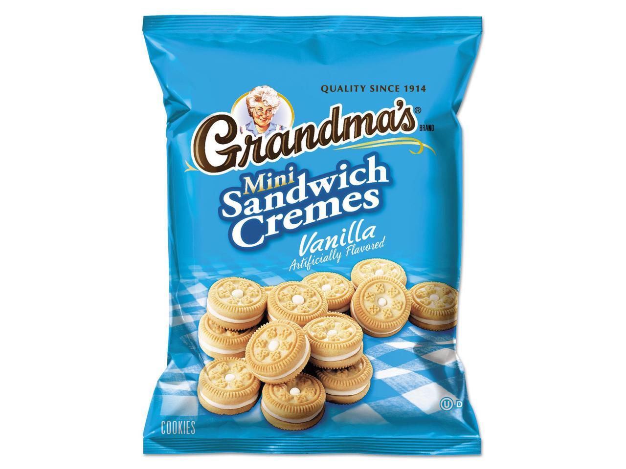 Grandma's Mini Vanilla Crème Sandwich Cookies, 3.71 oz, 24/Carton ...