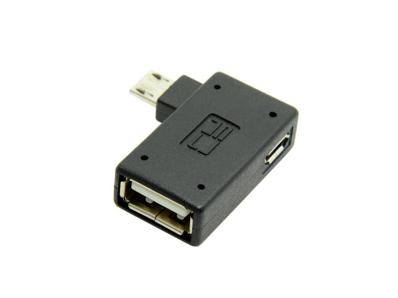 90 Degree Left Angled Micro USB 2.0 OTG Host Adapter with Micro USB ...
