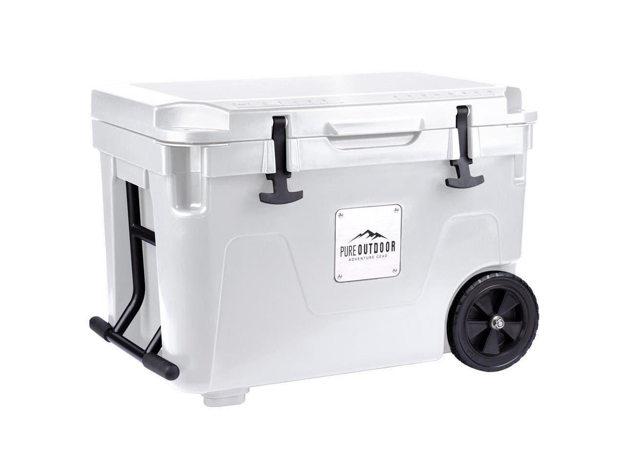 Monoprice Portable Wheeled Emperor Cooler 50 Liter Cooler, White, Built ...