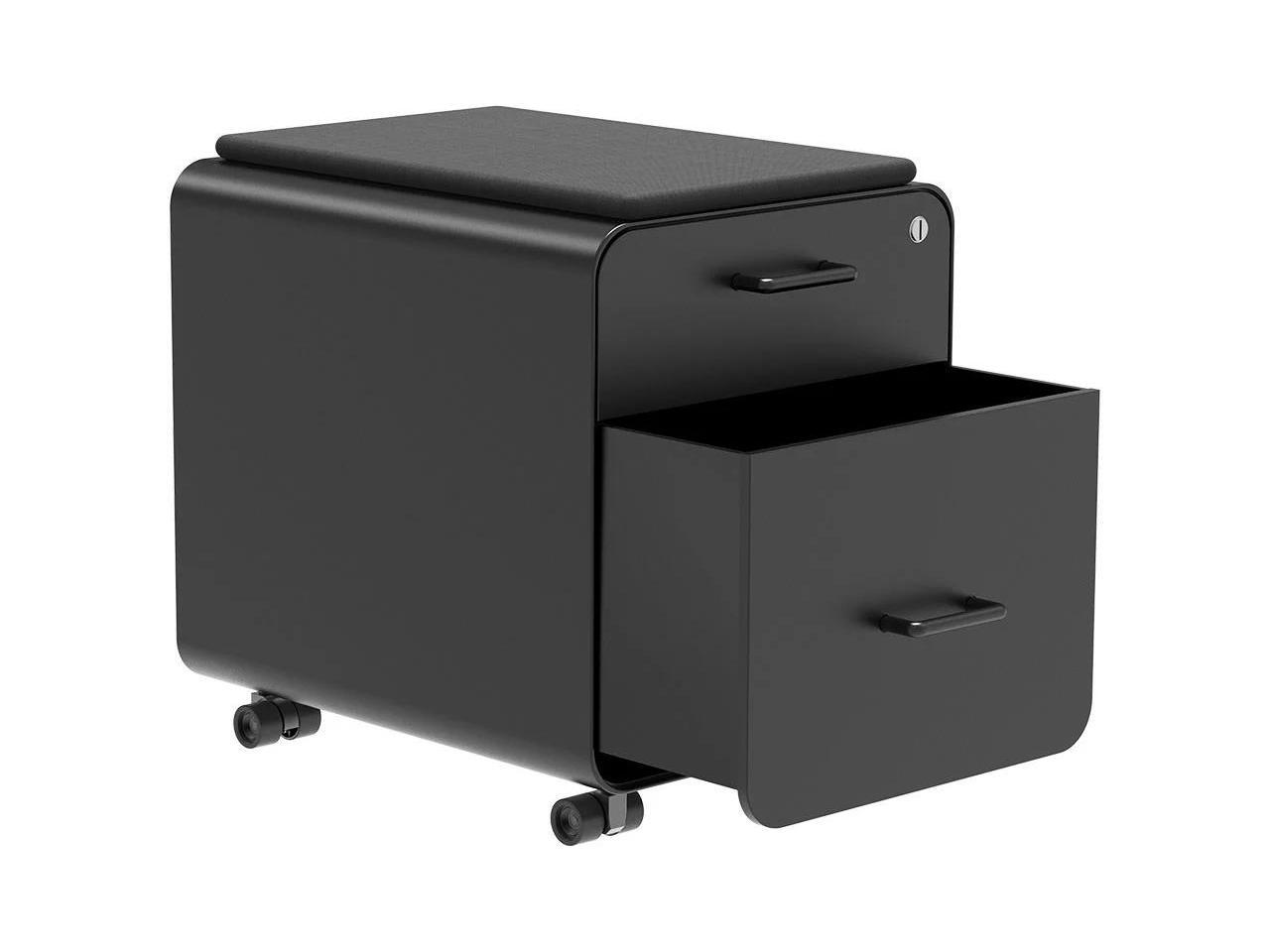 Monoprice Round Corner 2-Drawer File Cabinet - Black, Lockable With ...