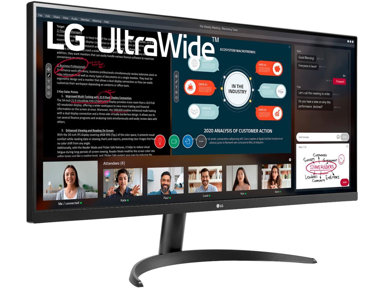 LG 34WP500-B.AUS 34" 2560 x 1080 5ms IPS 75Hz AMD FreeSync 21:9 ...