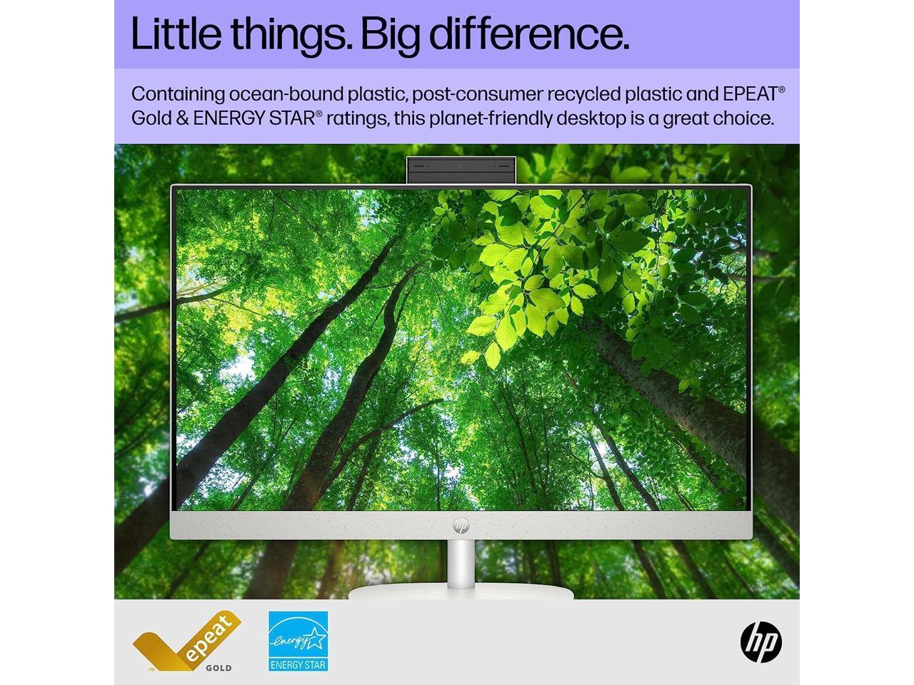 HP 27 inch All-in-One Desktop PC, FHD Display, AMD Ryzen 5 7520U, 8 GB ...