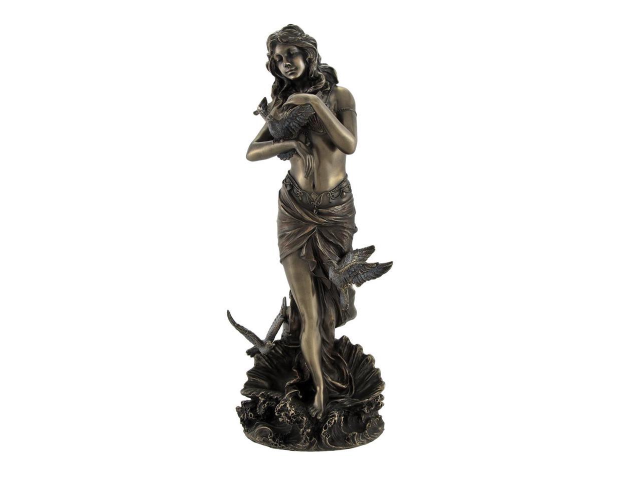 Bronzed Aphrodite with Doves on Scallop Shell Statue - Newegg.com