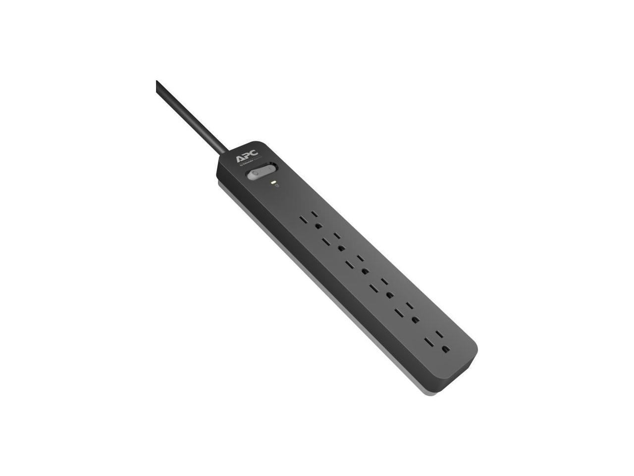 APC PE66 Essential 6-Outlet SurgeArrest w/ 6 Foot Cord, Black - Newegg.com
