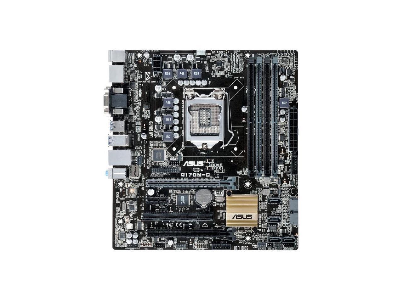 Asus Q170M-C/CSM Desktop Motherboard - Intel Q170 Chipset - Socket H4 ...