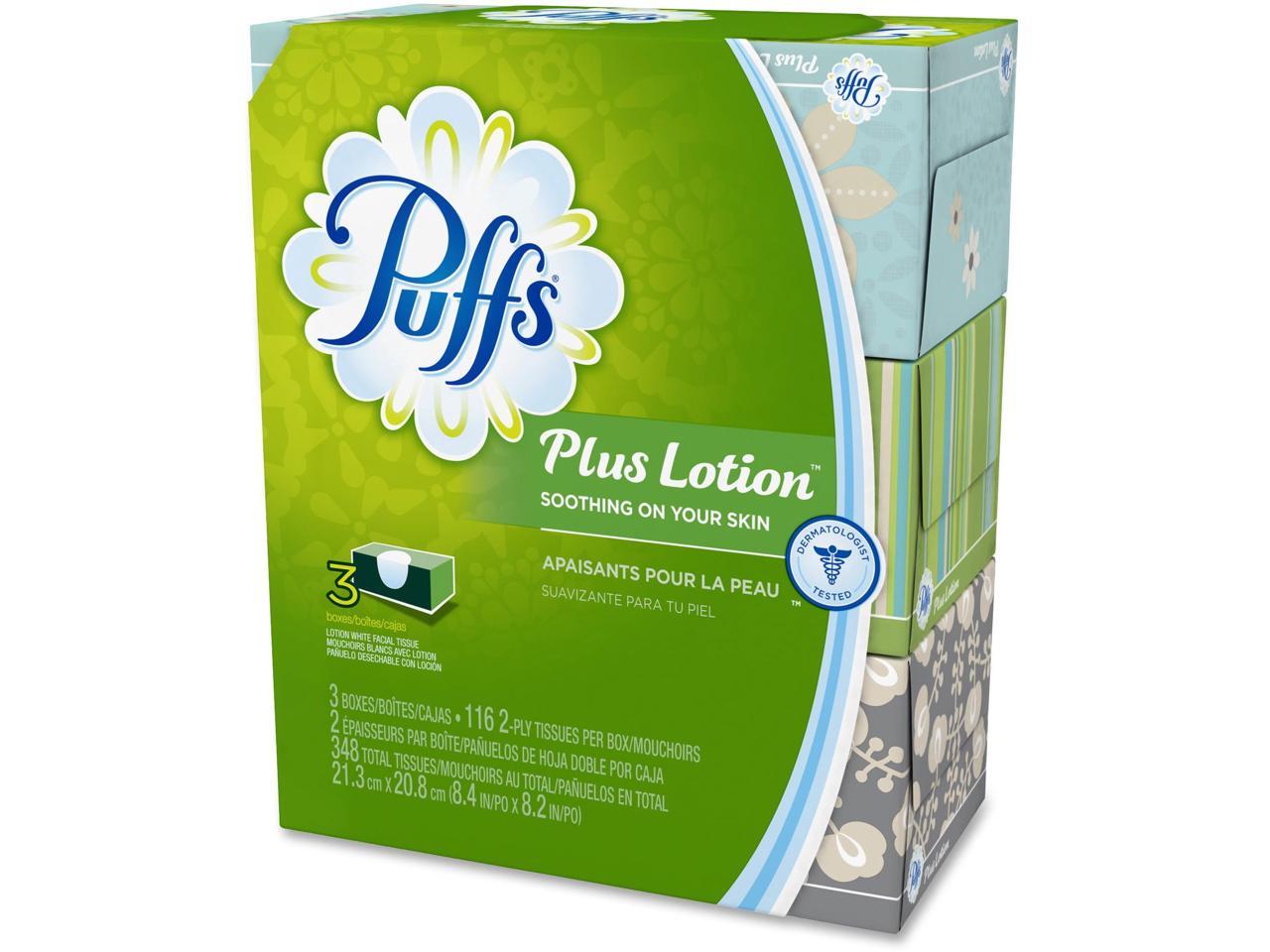 Puffs Plus Lotion Facial Tissue White 2-Ply 116/Box 3 Boxes/Pack 82086 ...
