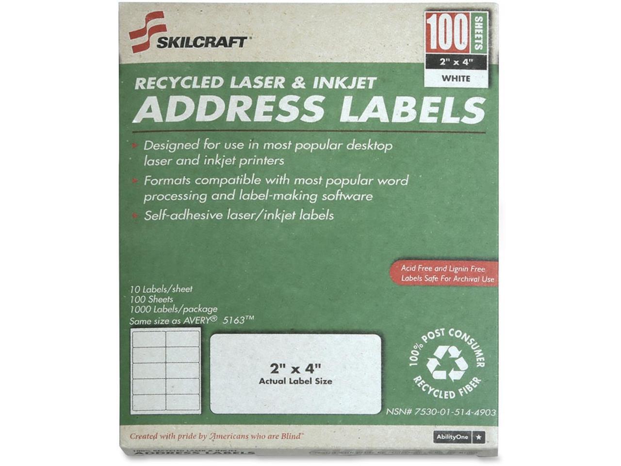 SKILCRAFT Recycled Printer Shipping Labels Newegg