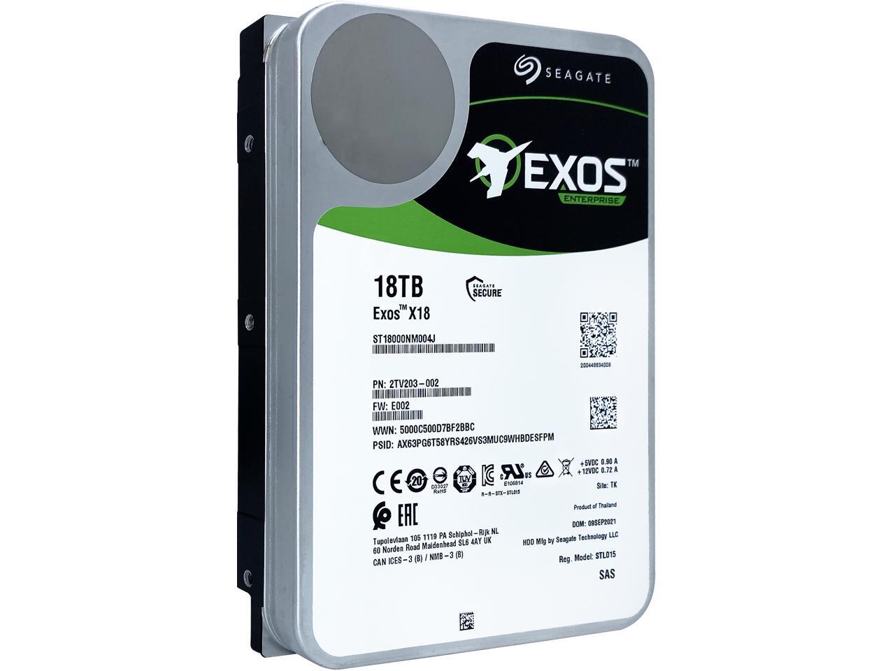 Seagate 18TB Exos X18 7200 RPM SAS 12Gb/s 512e/4Kn 256MB Cache 3.5-Inch ...