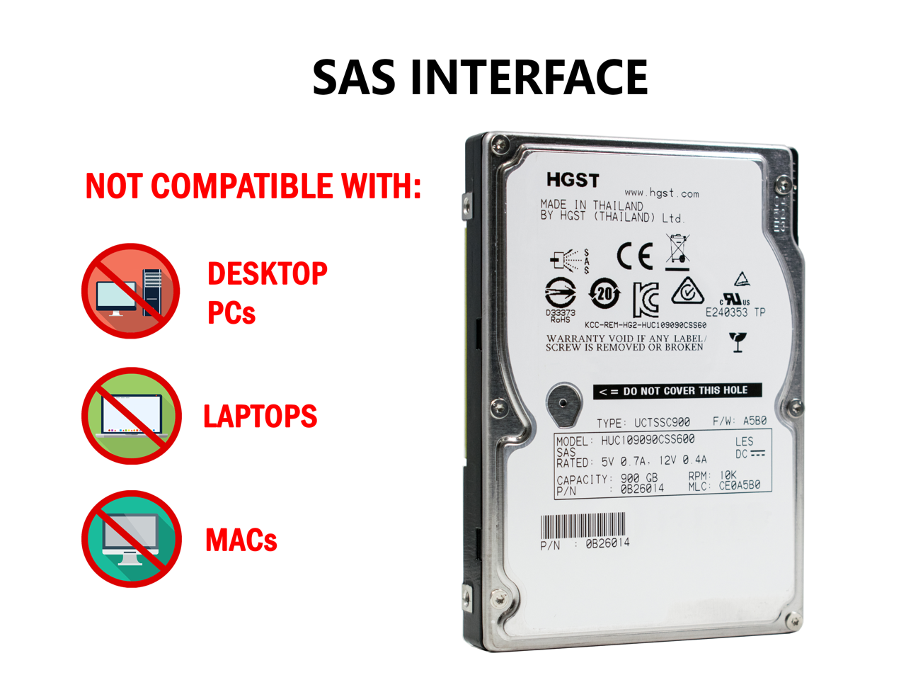 Refurbished: HGST 0B26014 Ultrastar C10K900 HUC109090CSS600 900 GB Hard ...