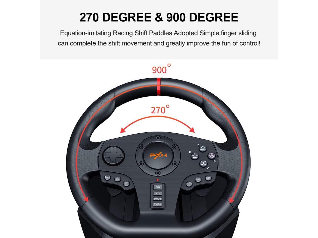 PXN V900 PC Gaming Racing Steering Wheel, Universal Usb Car Sim 270/900 degree Race Steering ...