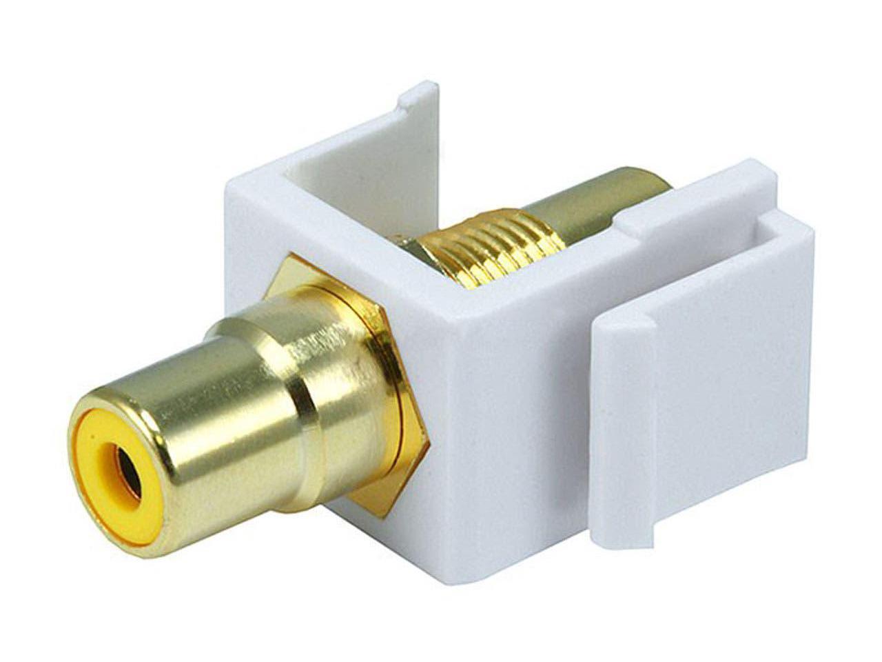 Monoprice Modular RCA Coupler Keystone Jack w/Yellow Center - White ...