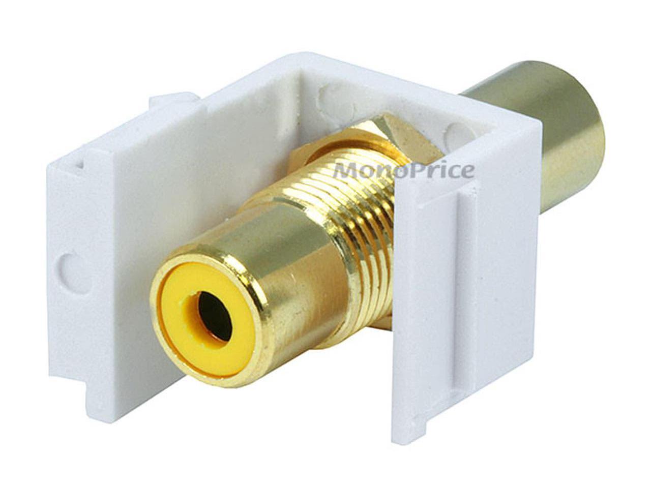 Monoprice Modular RCA Coupler Keystone Jack w/Yellow Center - White ...