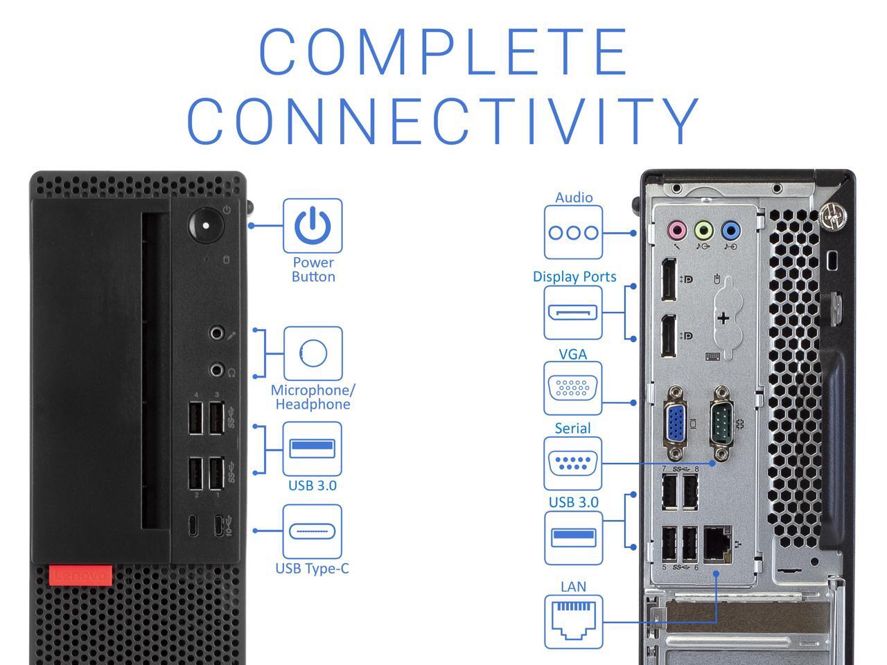 Lenovo ThinkCentre M910s Desktop, Intel Core i5-7500 Upto 3.8GHz, 8GB ...