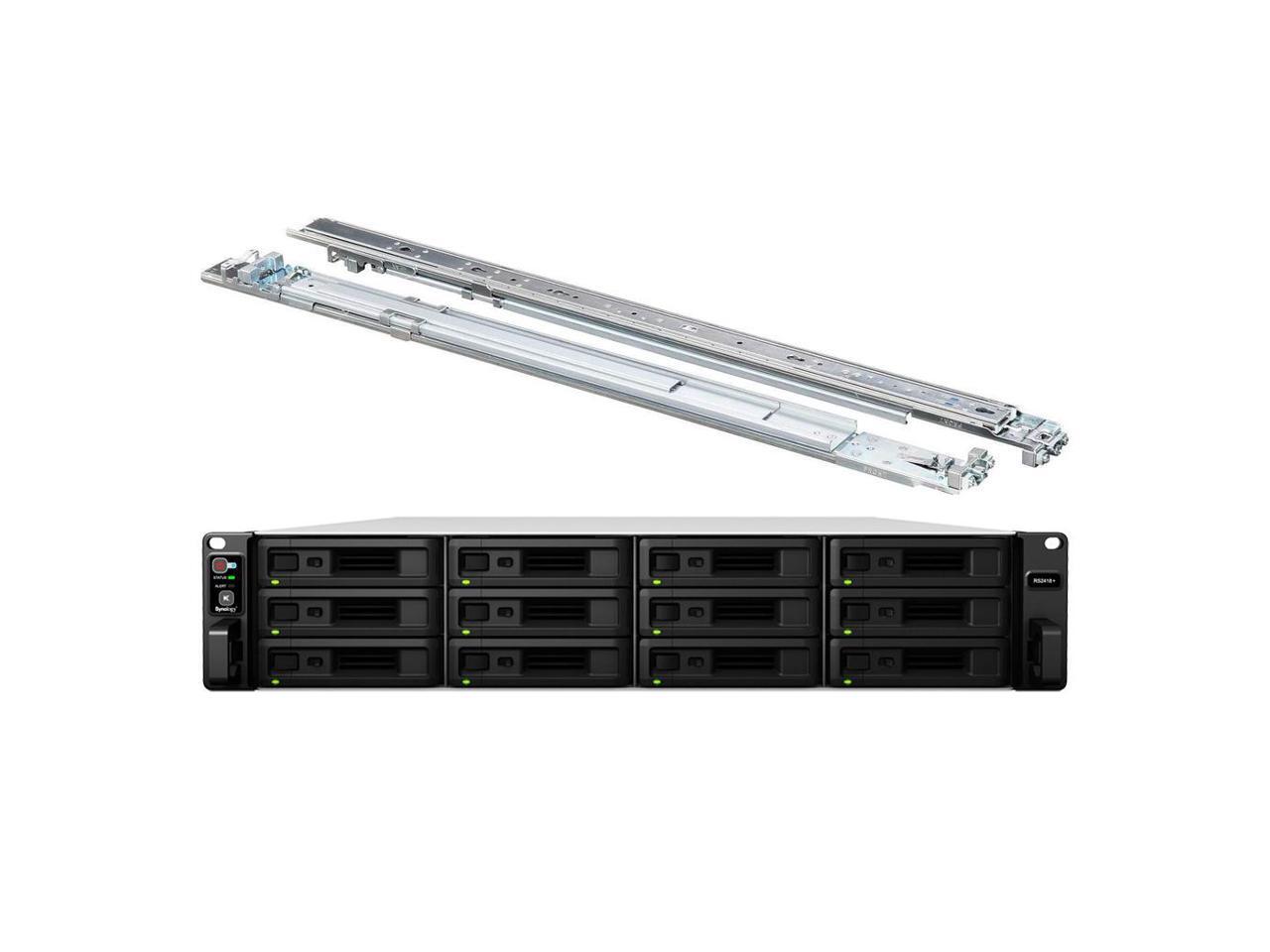 Synology RackStation RS2418+ NAS Server Bundle with Rail Kit, Intel ...