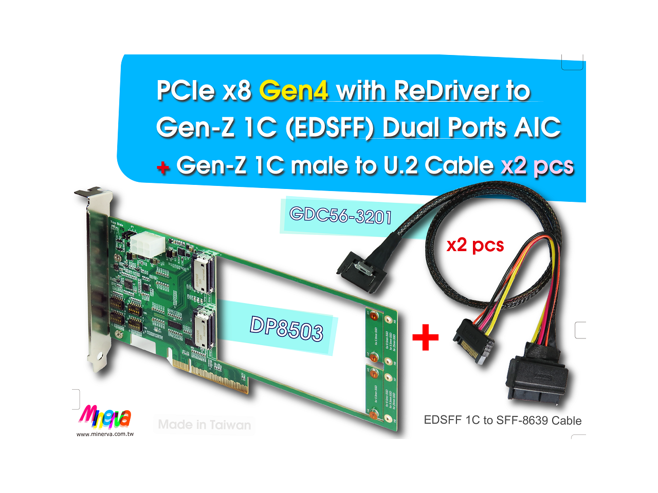 PCIe x8 Gen4 with ReDriver & Power Hot Plug for EDSFF 1C dual port AIC ...