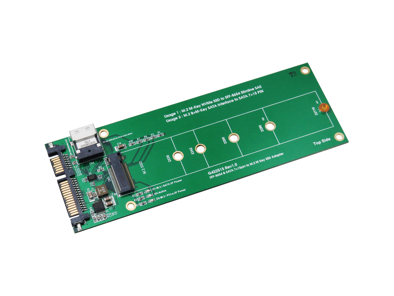 Innocard Slimline SAS (SFF-8654) to M.2 NVMe SSD or SATA to M.2 SSD ...