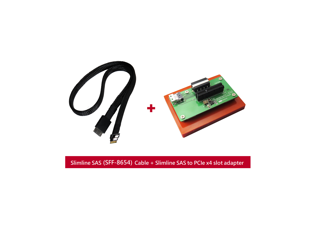 Innocard Slimline SAS (SFF-8654) to PCIe x4 slot Adapter with Slimline ...