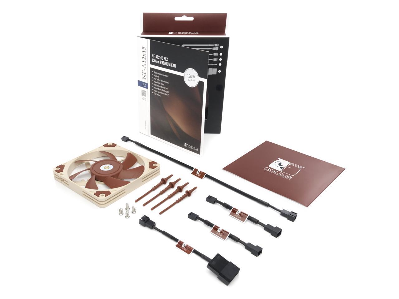 Noctua NF-A12x15 FLX, Premium Quiet Slim Fan, 3-Pin (120x15mm, Brown ...