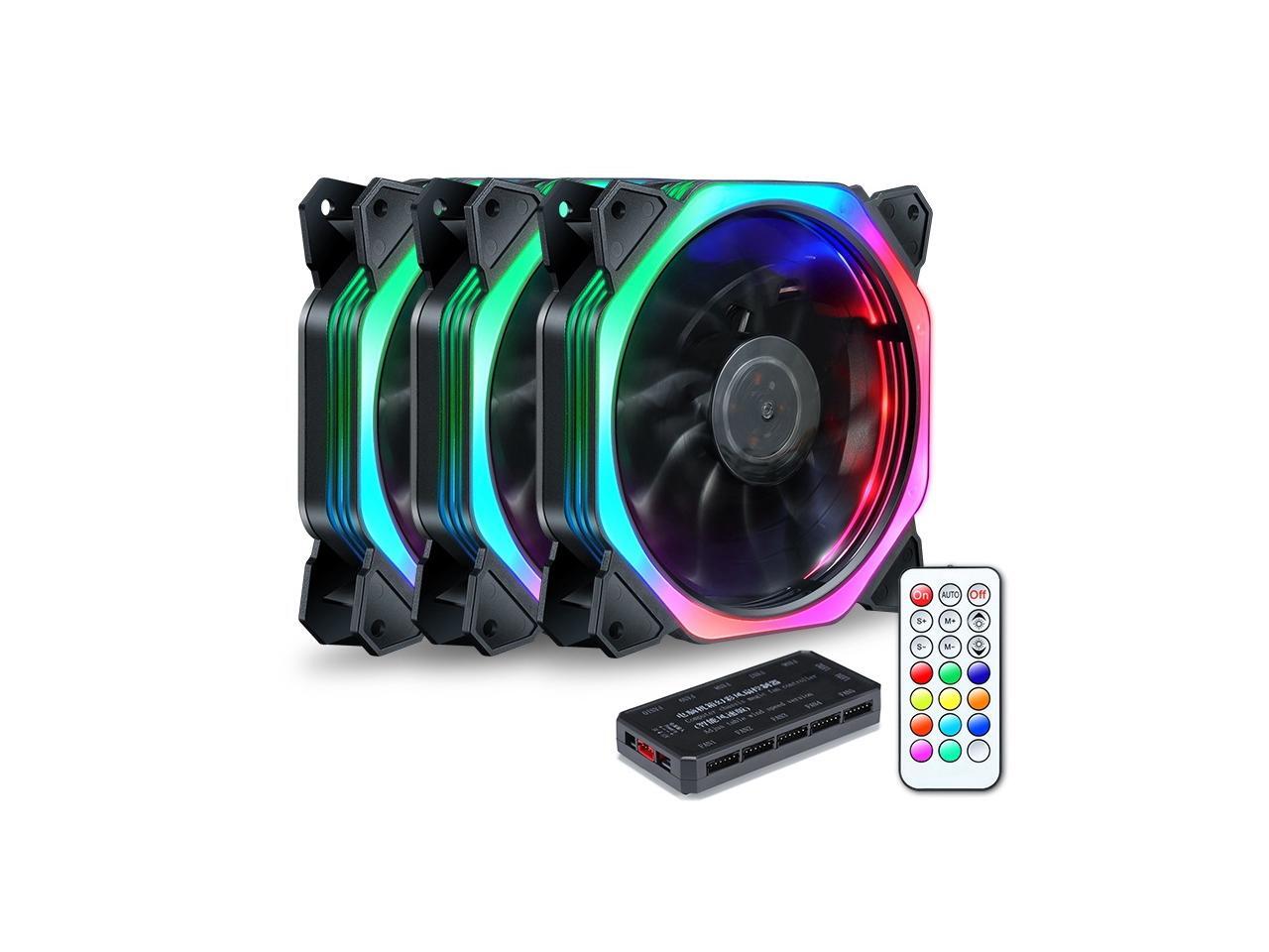 3fans+remote controller pwm cpu rgb fan 120mm Fan Computer PC Case Fan ...